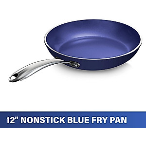 Granitestone Blue 12 Inch Non Stick Frying Pans Nonstick Skillet with Mineral and Diamond Triple Coated Surface, Nonstick Frying Pan, Nonstick Pan, Oven/Dishwasher Safe Non Stick Pan, 100% Non Toxic
