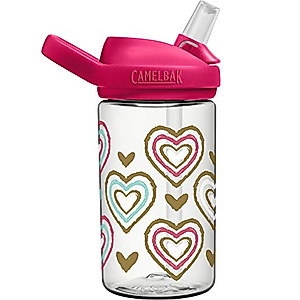 Eddy+ Kids BPA-Free Water Bottle with Straw, 14oz, Hearts