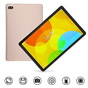 Shanrya 4G LTE Tablet, 10.1 Inch Tablet 1920x1200 Resolution AU Plug 100-240V 8 Core CPU for Android 11.0 for Learning (Gold)