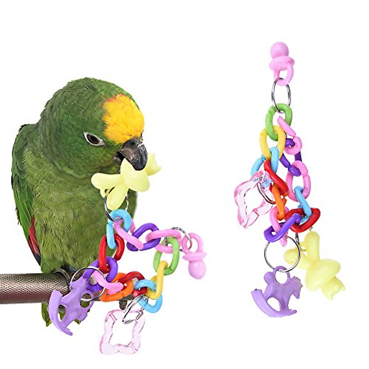 Hypeety Bird Parrot Foot Toy Chewing Swing Bite Toy Plastic Parrot Toys