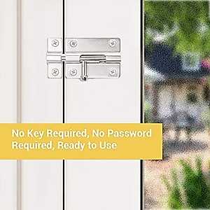 Door Security Slide Latch Lock, 2 Pack Keyless Entry Thickened Heavy Duty Steel Sliding Door Lock, Easy to Install Gate with 12 Screws