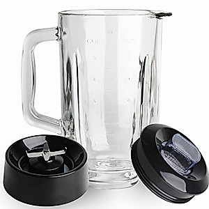 Anbige Replacement Parts 5-Cups Glass Jar with blade and collar,Compatible with Black&Decker Blender BL1110BG/ BL1120BG/ BL1130SG/ BL1220GG/ BL1210RG/ BL1230SG/ BL1820SGM