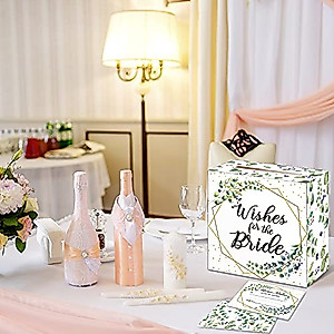 Outus 51 Pieces Wedding Advice Cards and Box Set, Greenery Advice Card Holder Box, 50 Pieces Double Sided Advice and Wishes Cards for Wedding Decorations Bridal Shower Activity Baby Shower Party