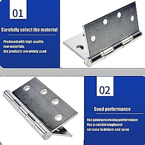 6-Pack Heavy Duty Commercial Door Hinge with Silent Steel Plain Ball Bearing, 4.5 inch X 4.5 inch, Thickness 3 mm Stainless Steel, Square Corners with 48 Screws, Super Bearing Capacity