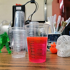 20 8oz Disposable Graduated Clear Plastic Cups for Mixing Paint, Stain, Epoxy, Resin