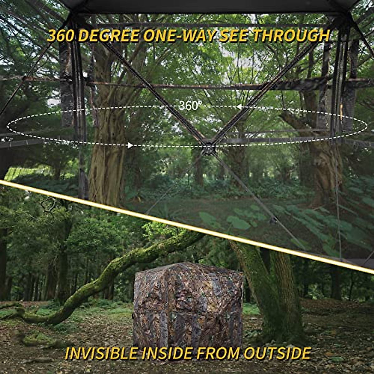 FUNHORUN Hunting Blind 270/360 Degree See Through Ground Blind for Deer Hunting, 2-3 Person Pop-up Hunting Deer Blind, Turkey Blind, Portable Hunting Blind for Deer Hunting Turkey Hunting...