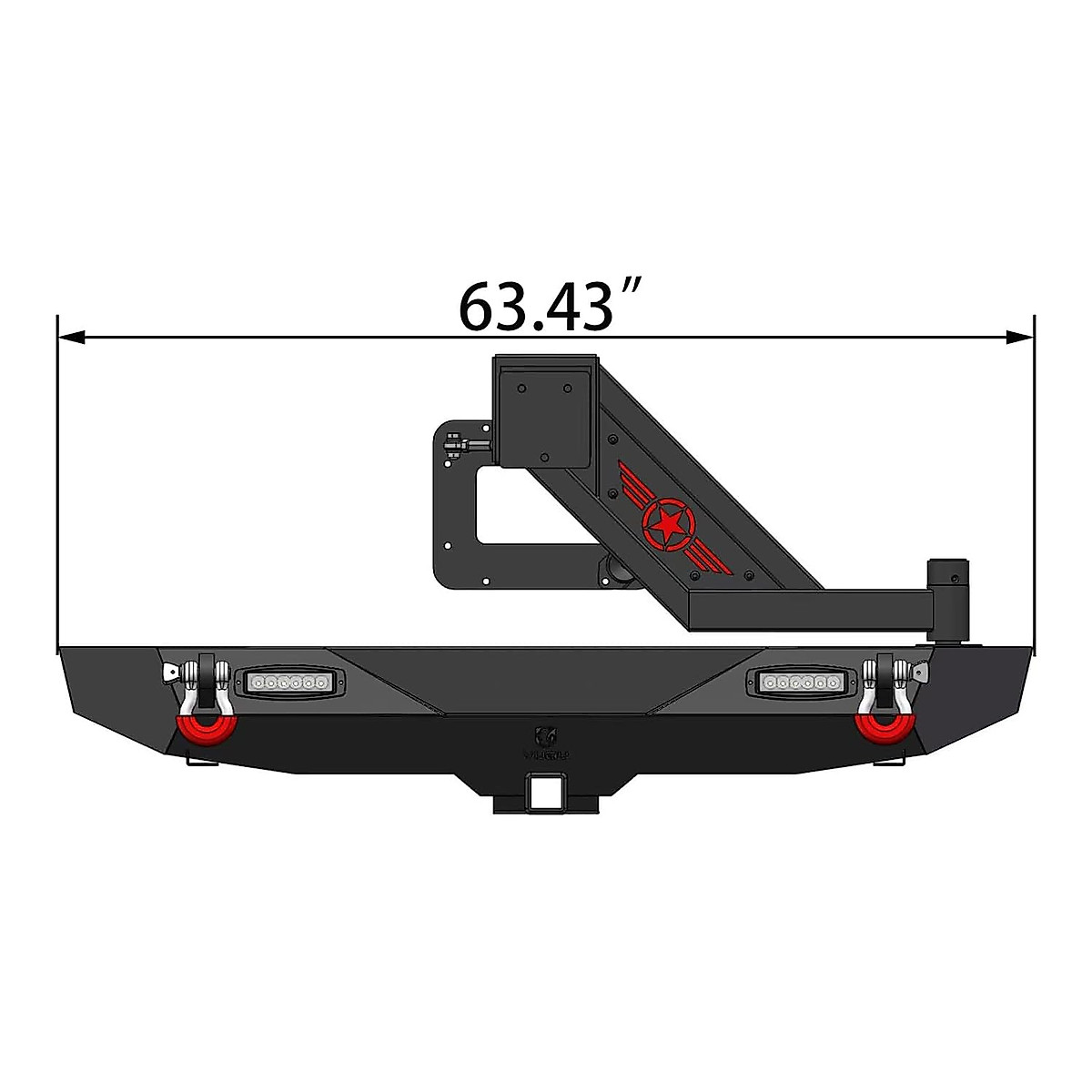 LUYWTE For 2007-2018 Wrangler JK Steel Rear Bumper With Tire Carrier&Lights&D-Rings（Not fit 2018 Wrangler JL）