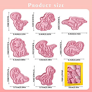 Dinosaur Cookie Cutters Set, 8 Pcs Plastic Dino Cookie Cutters - 3D Cartoon Cookie Candy Food Fondant Pie Cutters Stampers Molds for DIY Biscuit Cheese Baking