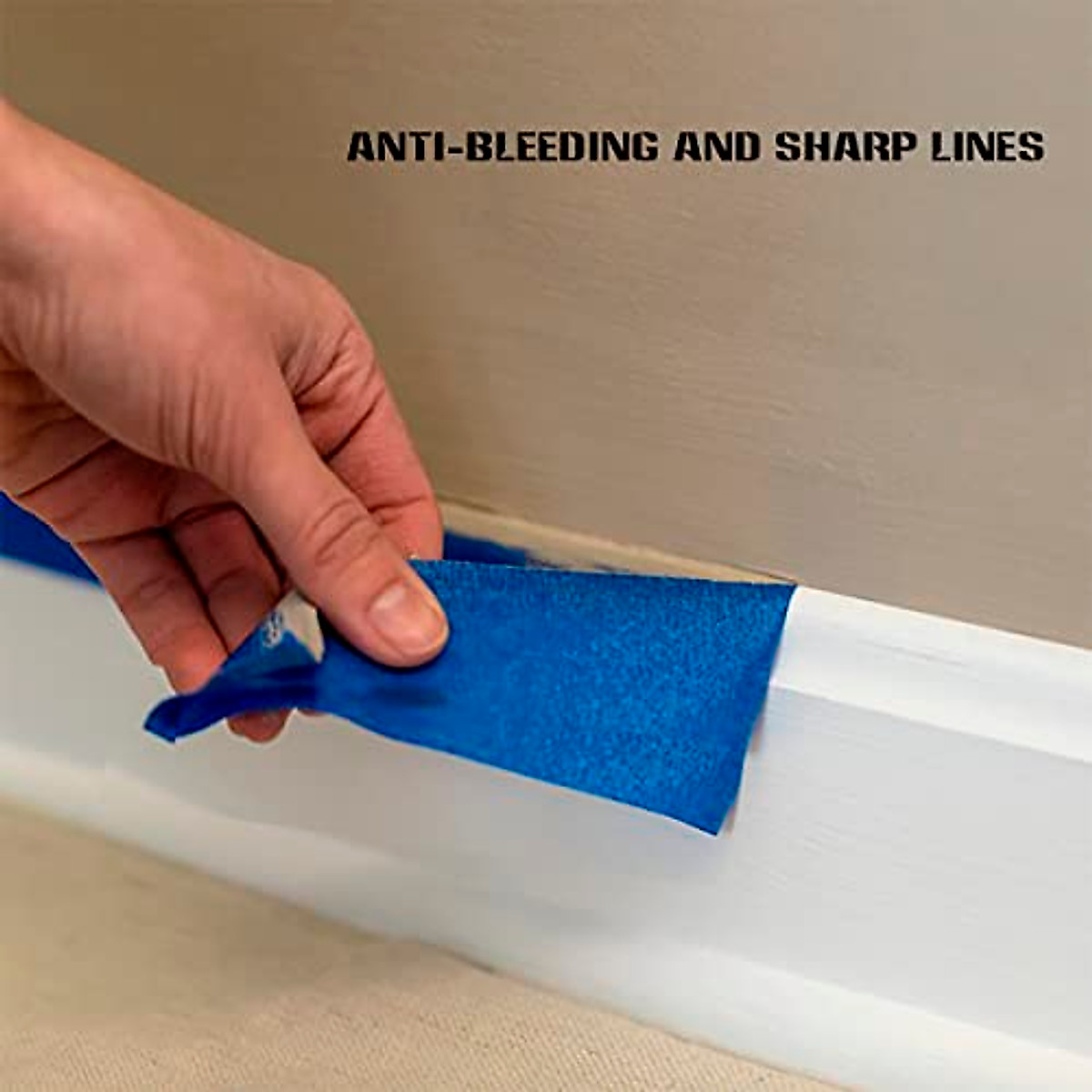 XUXU Blue Painters Tape, 2 Inch Blue Painters Masking Tape Bulk for Multi-Surface, Produce Sharp Lines, Residue-Free 196 Yards Total Blue Tape Set of 4 Rolls