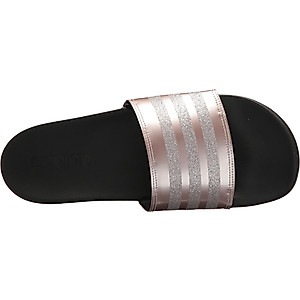 adidas Women's Adilette Comfort Slides Sandal, Vapour Grey Metallic/Vapour Grey Metallic/Core Black, 10