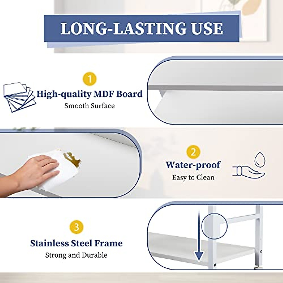 JIEJIEGAO 6-Tier Bookshelf with Baffle, Modern Freestanding Large Capacity Storage Rack with Adjustable Foot Pads, Bookcase for Living Room, Bedroom, Study, Storage Room, Garage, White