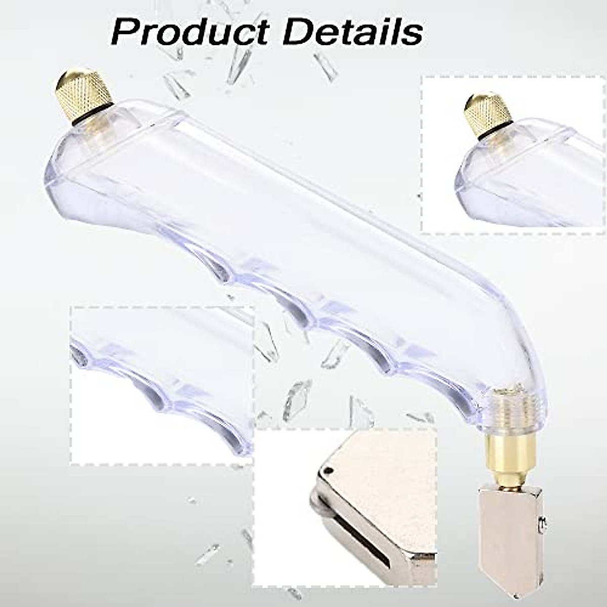 6PCS Pistol Oil Glass Cutter Oil Feed Glass Cutter with Extra 2-6mm Replaceable Head and Oil Reservoir Stained Glass Cutting Tools for Mirrors Window Glass Panes Ceramic Tile, Blue and White