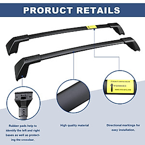 AUXPACBO Cross Bars Fits for Ford Bronco Sport Base & Bigbend 2021 2022 2023 2024 & Outer-Banks 2021 On-Road Adjustable Roof Rack Crossbar Luggage Rack Cargo Carrier (2Pcs)