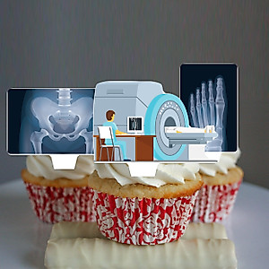 48Pcs Radiology X Ray Cupcake Toppers Radiology Birthday Party Decorations X ray Theme Cupcake Picks Decorations for Radiology Xray Doctor Medical Theme Party Baby Shower Supplies