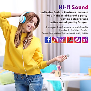 Wootrip [2PCS] Mini Karaoke Microphone, Mini Voice Recording Microphone Portable Karaoke Mic for Singing, Recording, Voice Recording(Black/Blue)