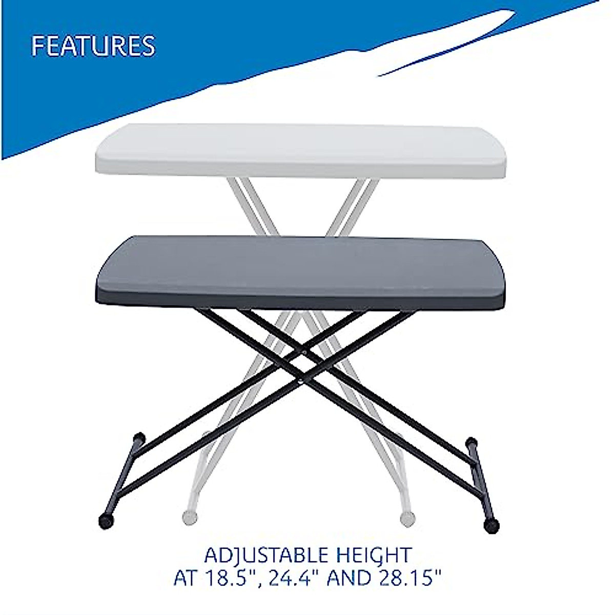 Iceberg IndestrucTable TOO 1200 Series, Personal Folding Table, Indoor/Outdoor, Commercial Grade, Charcoal, 19.5” L x 30” W x 28" H