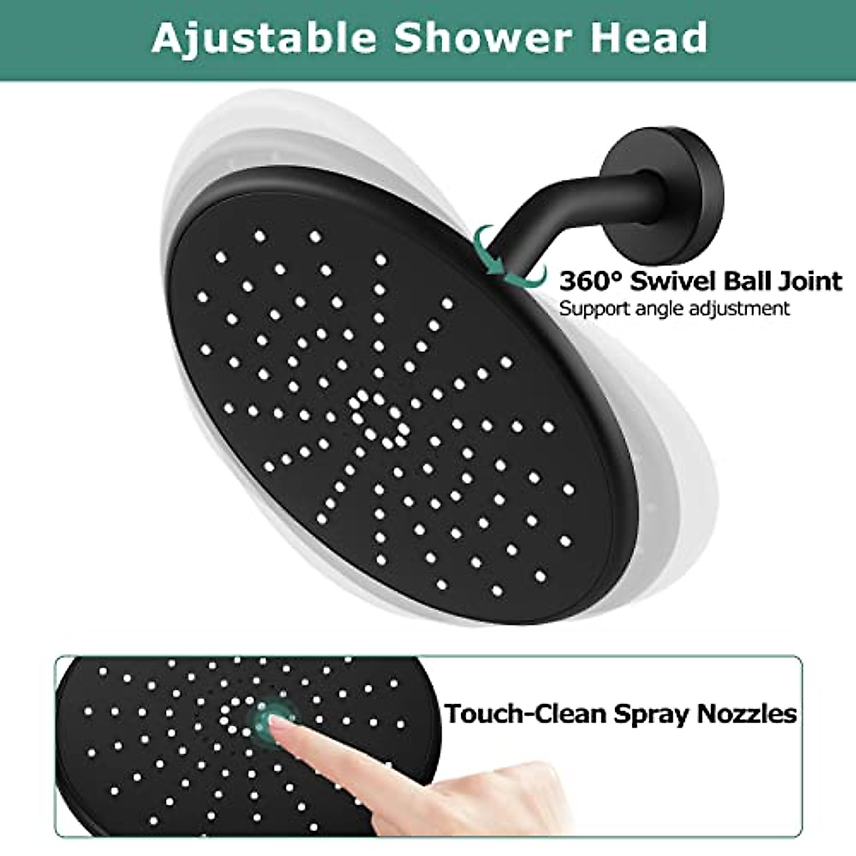 PARLOS Shower Faucet with Valve, Single-Handle Shower Trim Kit with Rain Shower Head, Wall Mounted Shower System, 1436404