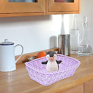 Cabilock Wicker Bin Countertop Storage Basket: Purple Storage Basket Organizer Makeup Sundries Display Bin Kids Toy Ornament Organizer Photography Prop