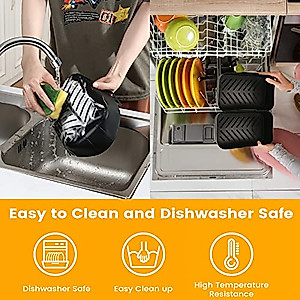 2Pcs Air Fryer Silicone Pot for Ninja Foodi Dual DZ201 8QT, Reusable Silicone Airfryer Liner with Heat Proof Gloves, Rectangle Silicone Air Fryer Oven Basket Accessories for Ninja 8 QT Air Fryer