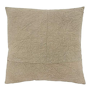SARO LIFESTYLE Genevieve Collection Stone Washed Floral Throw Pillow with Poly Filling, 20", Taupe