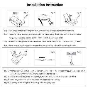 POPANU Canless Recessed Gimbal Downlight Rotatable-Spotlight 5 CCT 3 Inch Eyeball Ceilling Potlight, Dimmable Recessed Lights Fixture with Junction Box, 8W CCT Adjustable, Black Round Trim, 6 Pack