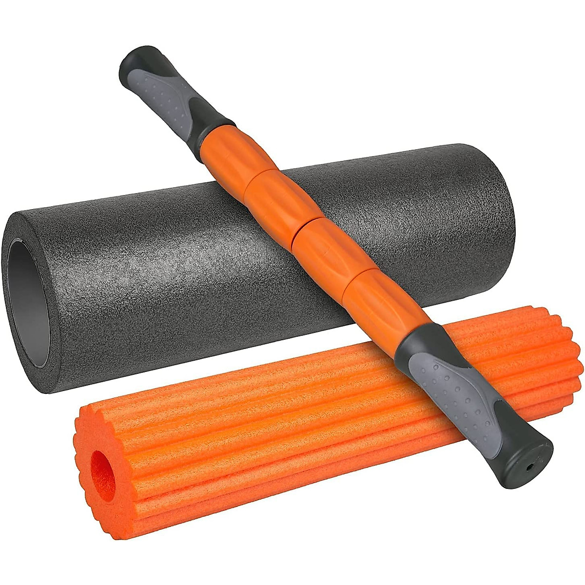 Revolve 3-in-1 Foam Roller Set with Massage and Mobility Stick, for Exercise, Deep Tissue Muscle Massager for Physical Therapy, Pilates, Yoga, Stretching, Balance & Core