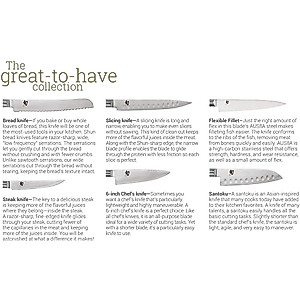 Shun Cutlery Premier 7-Piece Essential Block Set, Kitchen Knife and Knife Block Set, Includes 8” Chef's Knife, 4” Paring Knife, 6.5” Utility Knife, & More, Handcrafted Japanese Kitchen Knives