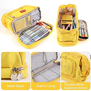 Frantuma Color Pen Pencil Case with 3 Compartments, Large Capacity Multi-Slot Makeup Pouch Bag Aesthetic Pencil Holders Stationery Organizer for Office College School Teen Girl Boy Men Women