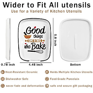Good Things Come To Those Who Bake Ceramic Egg Beaters Rest for Kitchen Utensils Kitchen Countertop or Stove, Heat-Resistant Rest Cooking Spoons, Egg Beaters and Fork