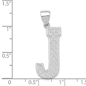Solid 925 Sterling Silver Initial Letter J Alphabet Charm Pendant 35mm
