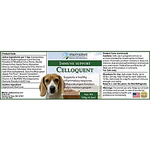 Vitality Science Celloquent for Dogs | Enhanced Immune Support | Maintains Proper Gut pH | Boosts Organ Function | Aids Detoxification & Healthy Inflammatory Response | 100% Safe and Natural (120g)