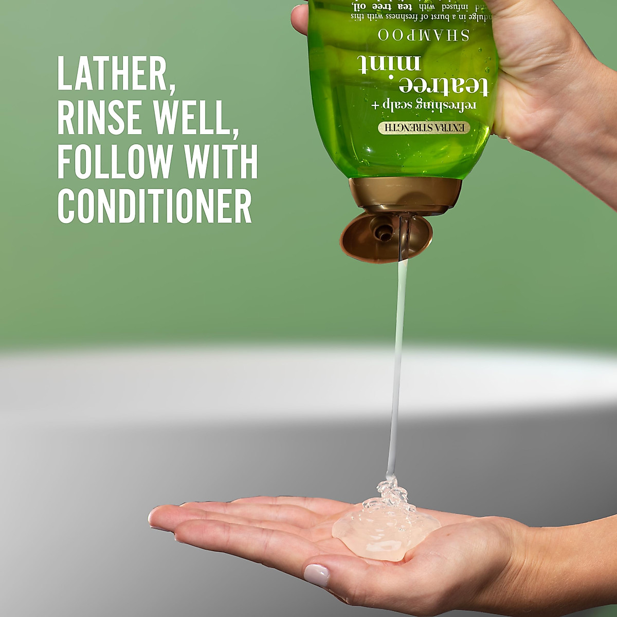 OGX Extra Strength Refreshing Scalp + Teatree Mint , Invigorating Scalp Shampoo with Tea Tree & Peppermint Oil & Witch Hazel, Paraben/ Sulfate-Free Surfactants, 13 fl oz