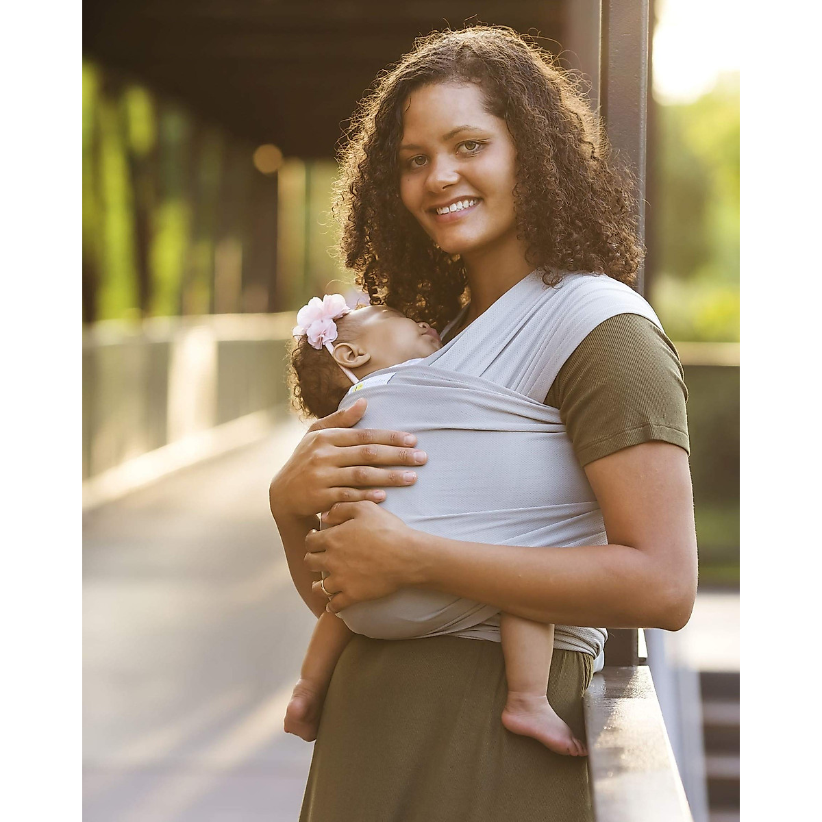 Everyday Wrap Baby Carrier by Beachfront Baby, Boardwalk Gray, one Size, Made with Repreve (Recycled Water Bottles), Water-Friendly, Moisture-Wicking