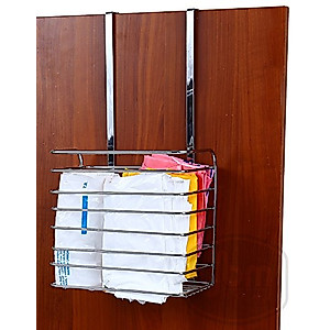 YBM HOME Multipurpose Over The Door Storage Basket Caddy - Works as a Kitchen Cabinet Organizer, Wine Holder, Bathroom Shower Caddy Tray, Storage Bags, Cleaning Supplies, 2-Pack Chrome 2217