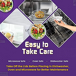 TIBLEN [4-Pack] Glass Mixing Bowl Set, Stackable Nesting Bowls, Food Storage and Meal Prep Containers with Lids, Kitchen, Home, Safe for Microwave, Freezer, BPA Free