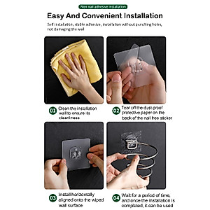 AKOAK Stainless Steel Hair Dryer Holder, Bathroom Wall Mounted Self-Adhesive Waterproof Hair Dryer Storage Holder - Suitable for Most Hair Dryers, Pack of 2