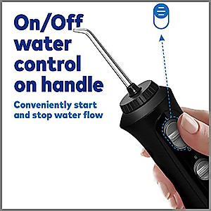 Waterpik Cordless Pearl Water Flosser Rechargeable Portable Water Flosser for Teeth, Gums, Braces Care and Travel with 4 Flossing Tips, ADA Accepted, WF-13 Black