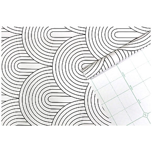 HAOKHOME 96033 Peel and Stick Wallpaper Abstract Rainbow Black/White Removable contactpaper for Home Bathroom Decorations 17.7in x 9.8ft