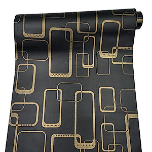 SimpleLife4U Geometric Pattern Shelf Drawer Liner Self-Adhesive Black Countertop Protect Paper for Furniture 17.7 Inch by 9.8 Feet