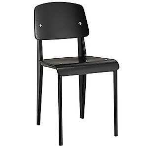 Modway Cabin Modern Wood and Metal Kitchen and Dining Room Chair in Black