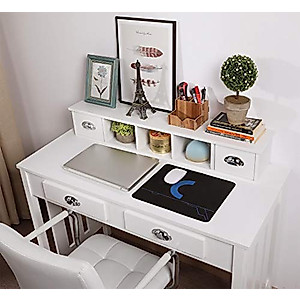 Yaheetech 41.7'' Computer Workstations Writing Desk with Drawer Storage, Homework Table with Removable Hutch, Desktop Table with Drawers, Mother's Day Presents, White
