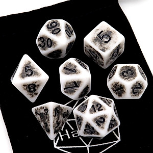 Haxtec Ancient DND Dice Set 7PCS Grey Polyhedral Dice Stone Style for Dungeons and Dragons Pathfinder RPG