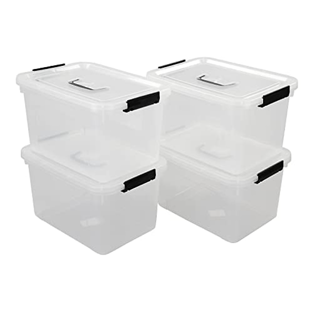 AnnkkyUS 4-pack Clear Boxes, Plastic Storage Bin with Lid, 10.5 Quarts