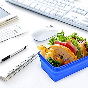 CREPOW Silicone Collapsible Food Storage Containers, Set of 4 Silicone Lunch Box Containers for Kitchen, BPA Free, Microwave, Dishwasher and Freezer Safe