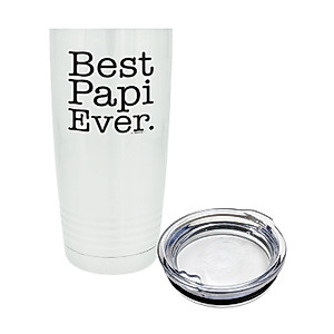 ThisWear Travel Mug For Best Papi Ever 20oz. Stainless Steel Insulated Travel Mug With Lid White