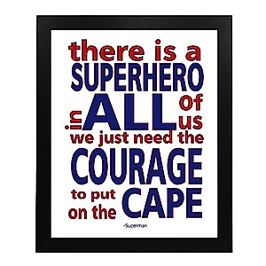 Superhero In All of Us - Inspirational Quotes Wall Decor, Modern Typographic Wall art Print With Superman Inspirational Quotes Is For Home, Office, School, & Gym Wall Décor. Unframed - 8 x 10"