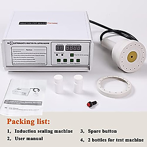 Fanlocn Bottle Cap Sealer, Induction Sealing Machine, Manual Electromagnetic Induction Sealer For Bottle Diameter 20-100mm Plastic Glass Bottles (500A-110v)