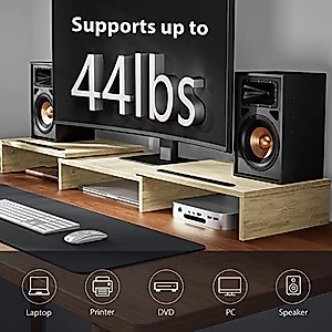 LORYERGO Dual Monitor Stand - Adjustable Computer Stand with Slot for Tablet & Cellphone, 44 lbs Capacity