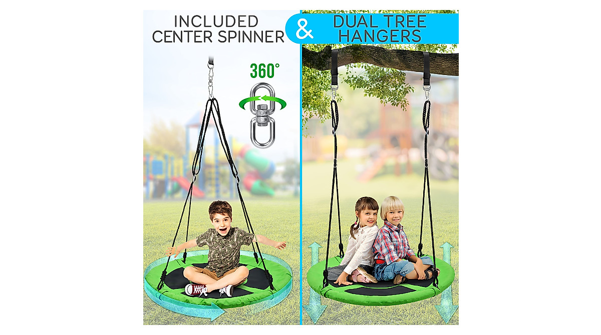SereneLife Kids Hanging Tent Swing – Outdoor Saucer Swing for Kids