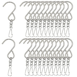 MYYZMY 24 Pack Swivel Hooks Clips for Hanging Wind Chimes, Crystal Twisters, Outdoor Ornaments Party Supply